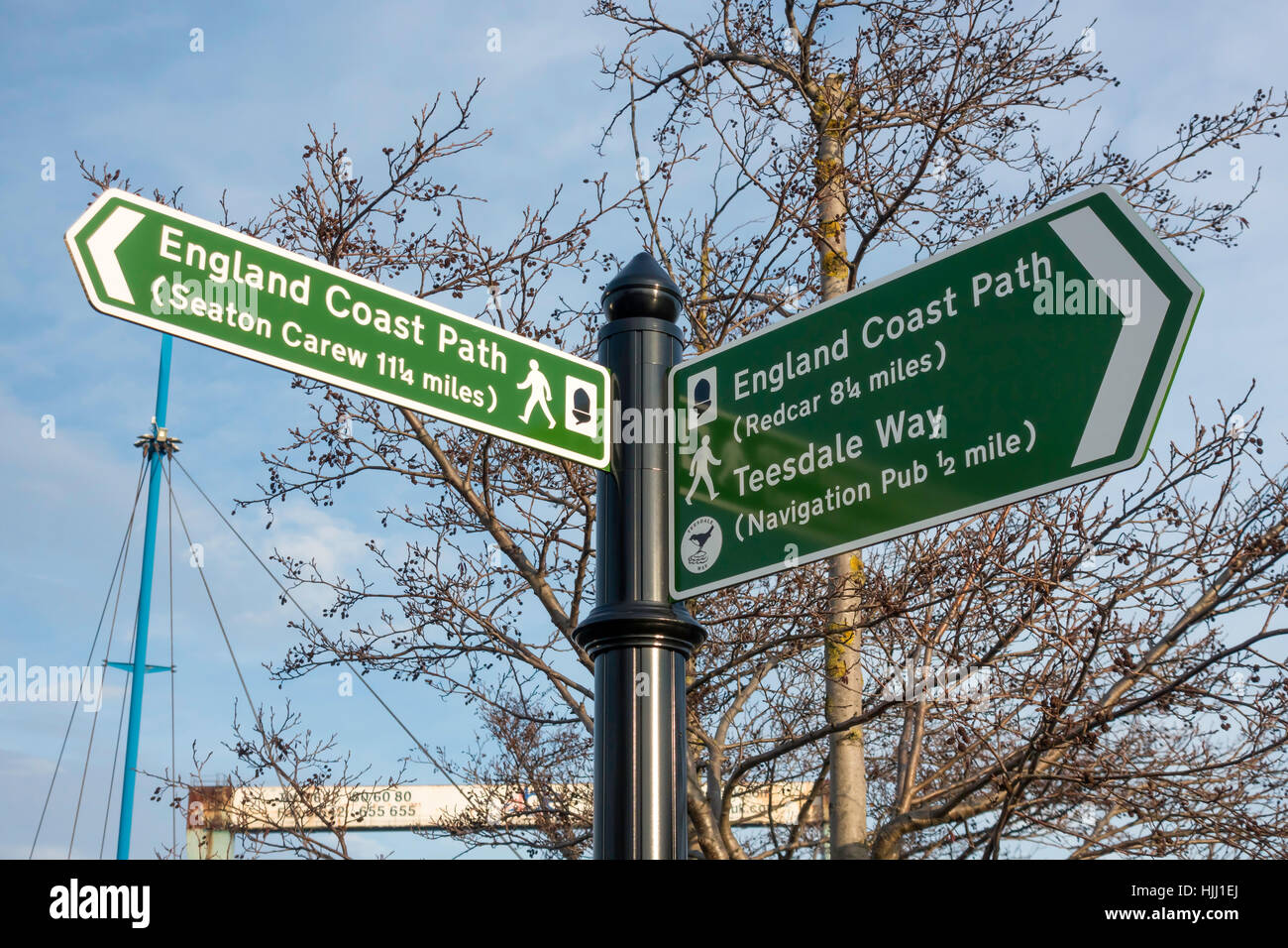 A Sign Post for the England Coast Path at Middlehaven near the River ...