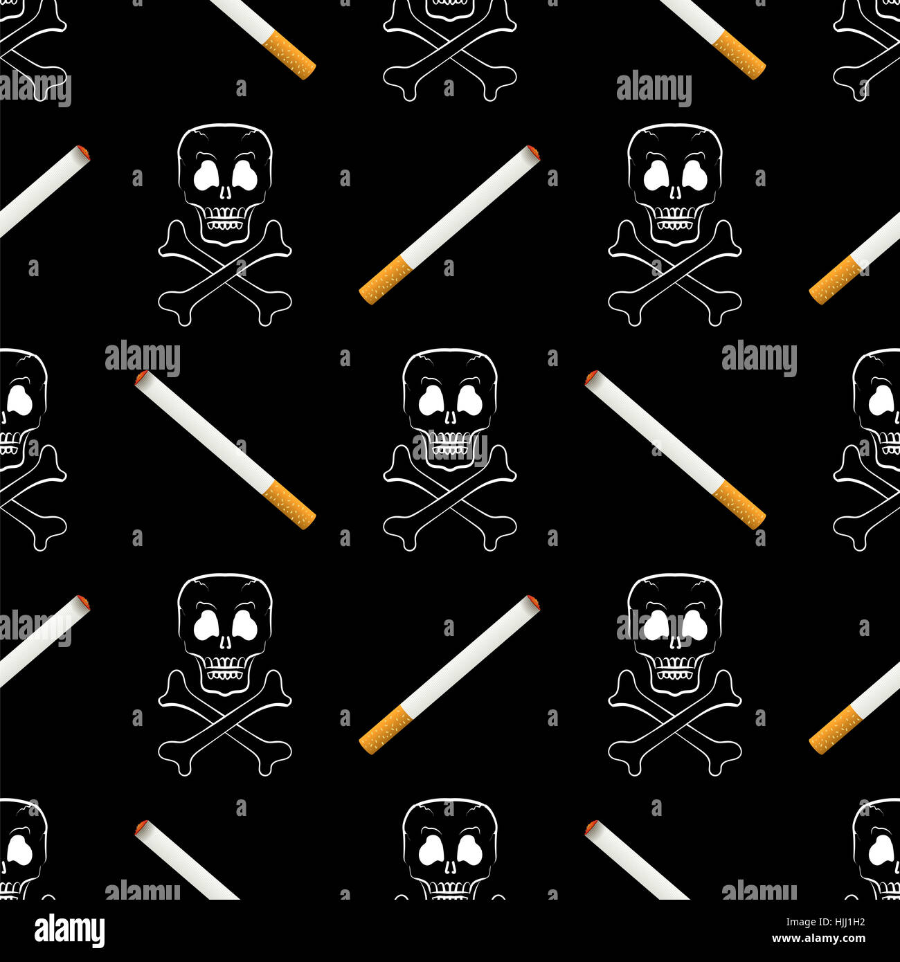 Burning Cigarette and Skull Seamless Pattern Stock Photo - Alamy