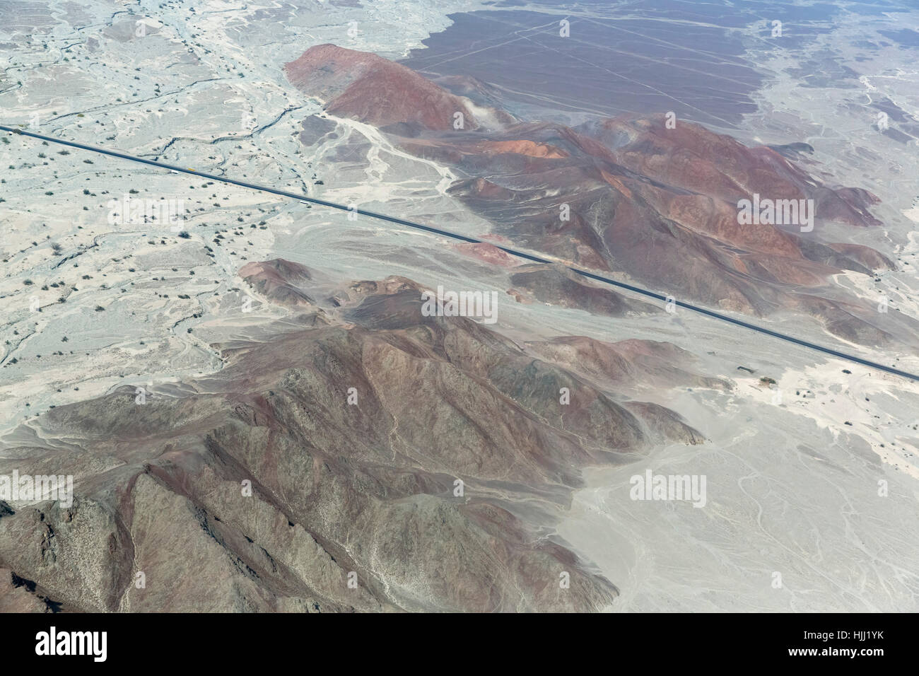 Peru, Nazca, Aerial view of geoglyphs of Nazca, Carretera Panamericana ...