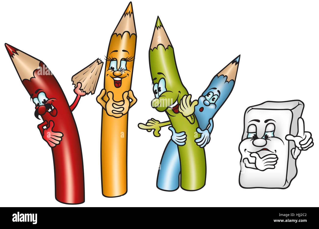 Funny crayons cartoon illustration Cut Out Stock Images & Pictures - Alamy