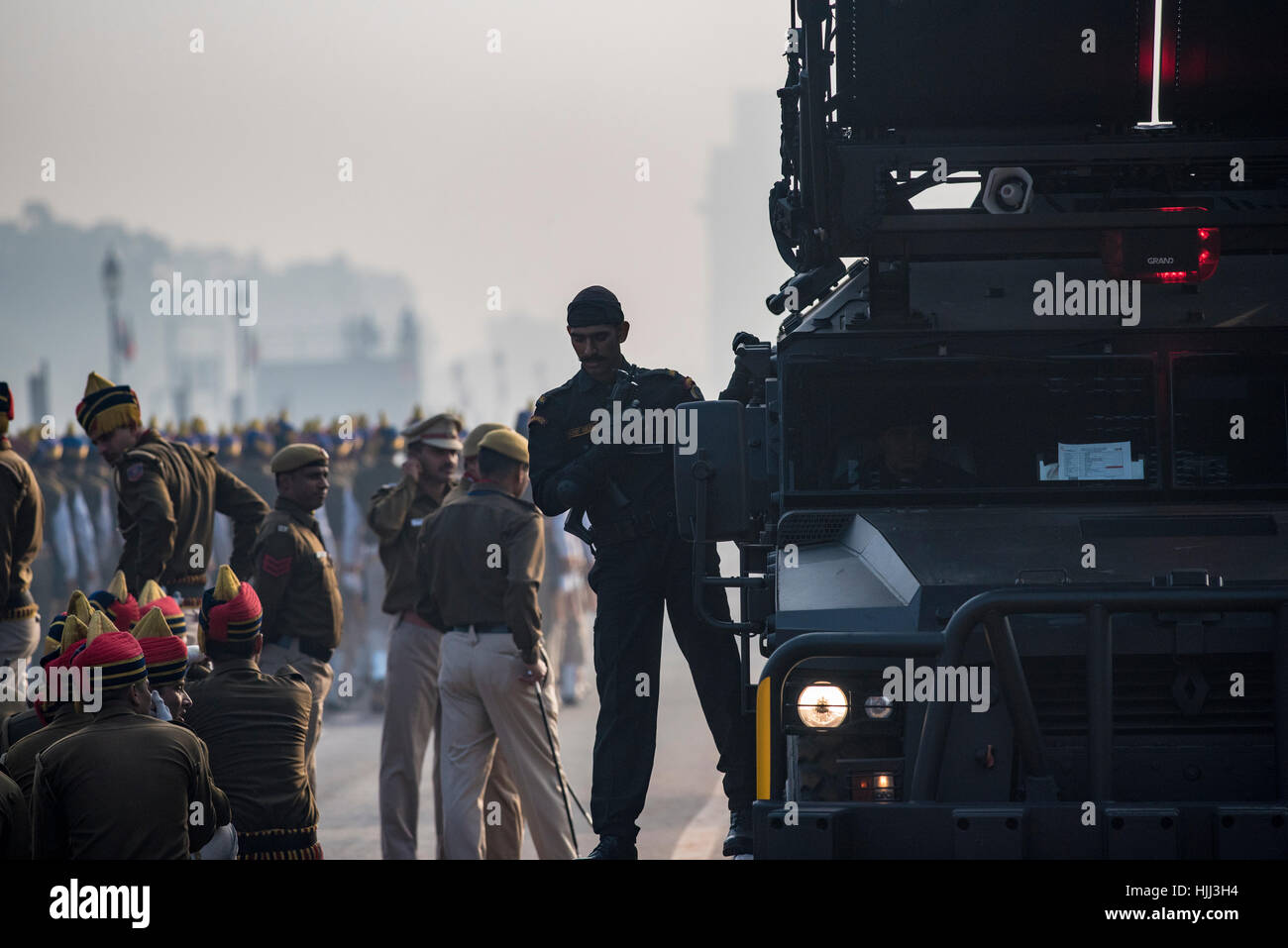 National Security Guard armed commando seen mounted on their combat ...