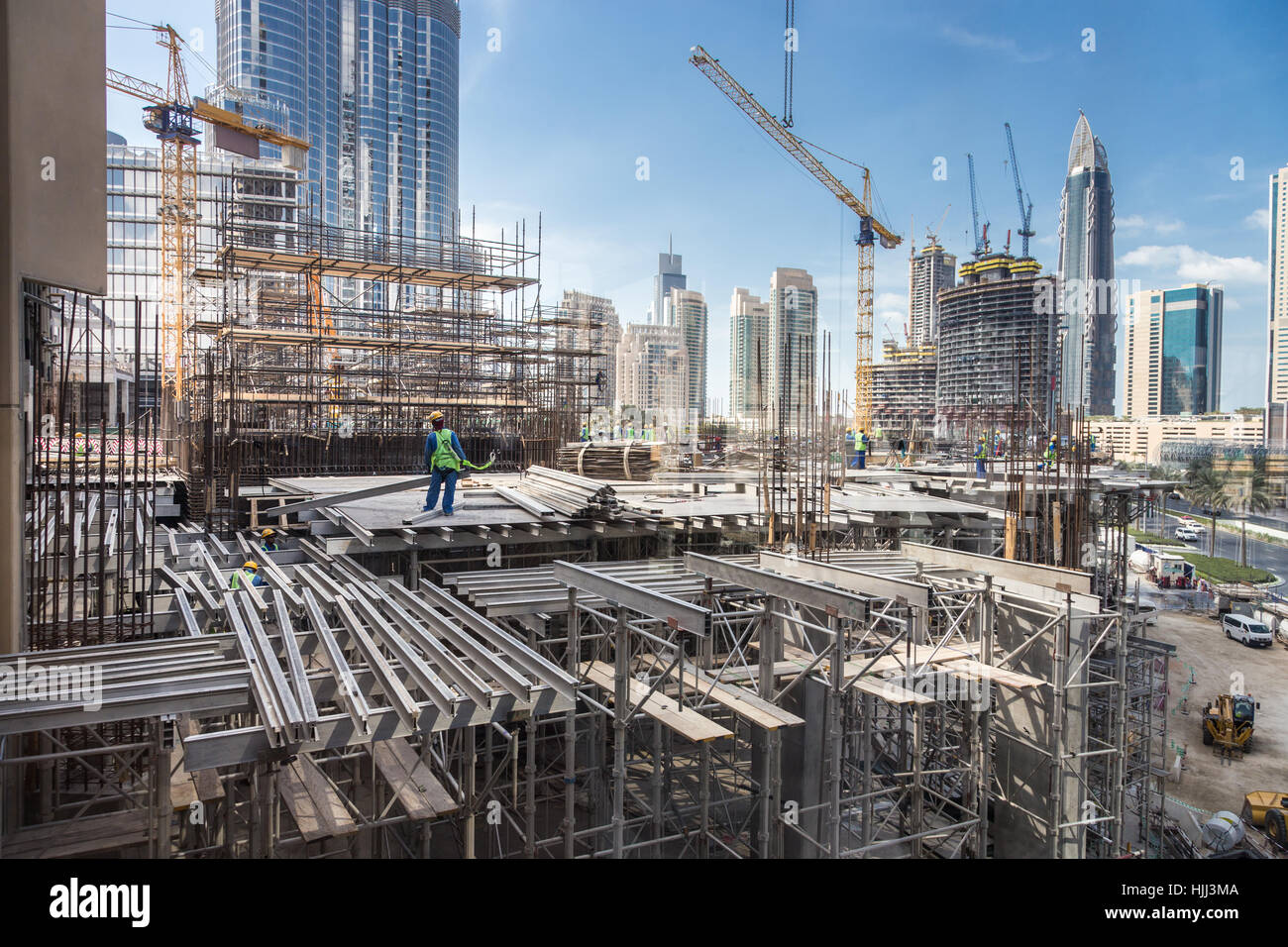 Modern building constraction site works Stock Photo - Alamy