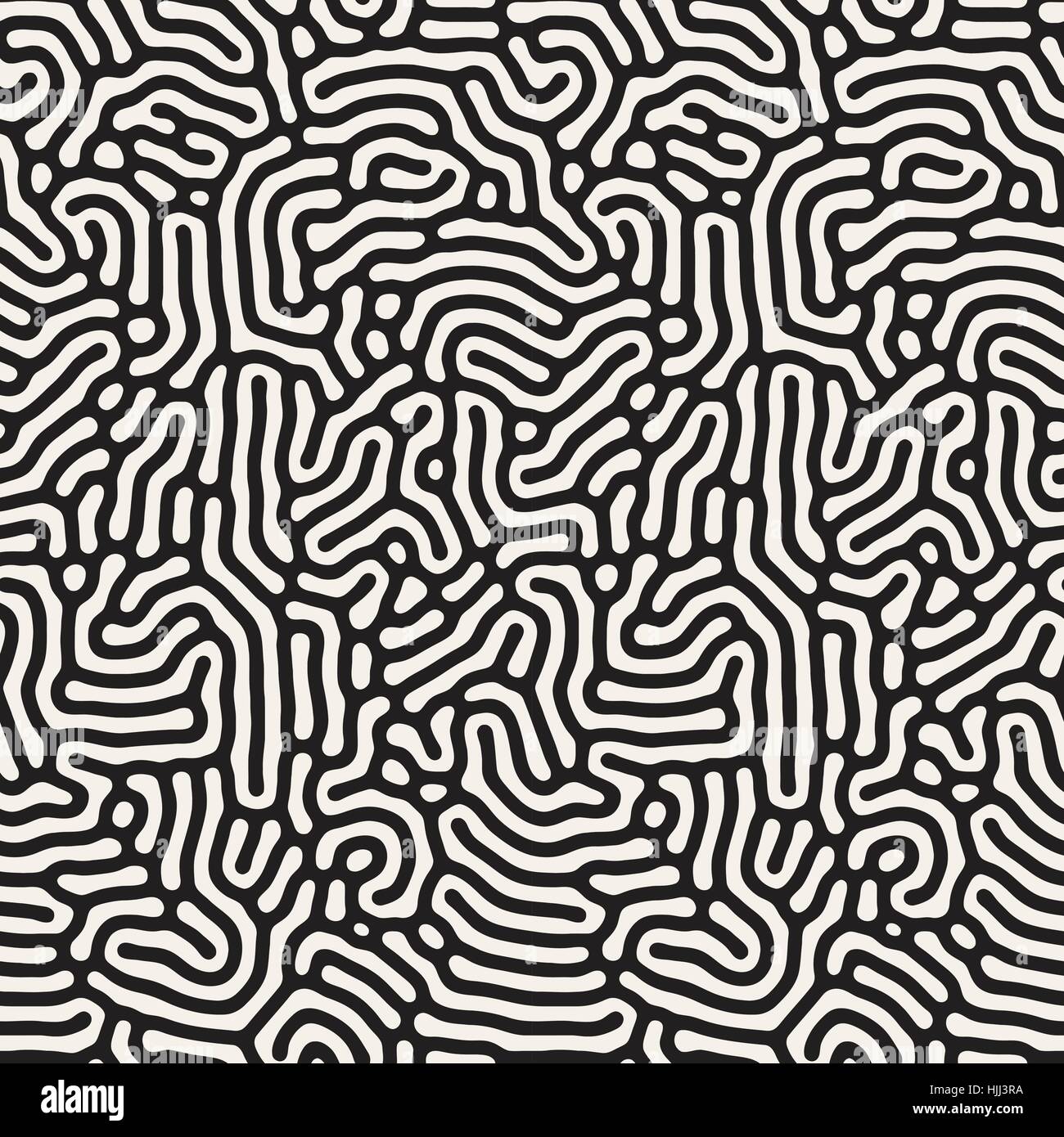 Organic Irregular Rounded Lines. Vector Seamless Black and White ...