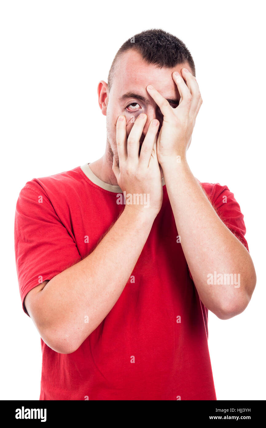 isolated, emotional, closeup, male, masculine, face, sad, person, blank ...