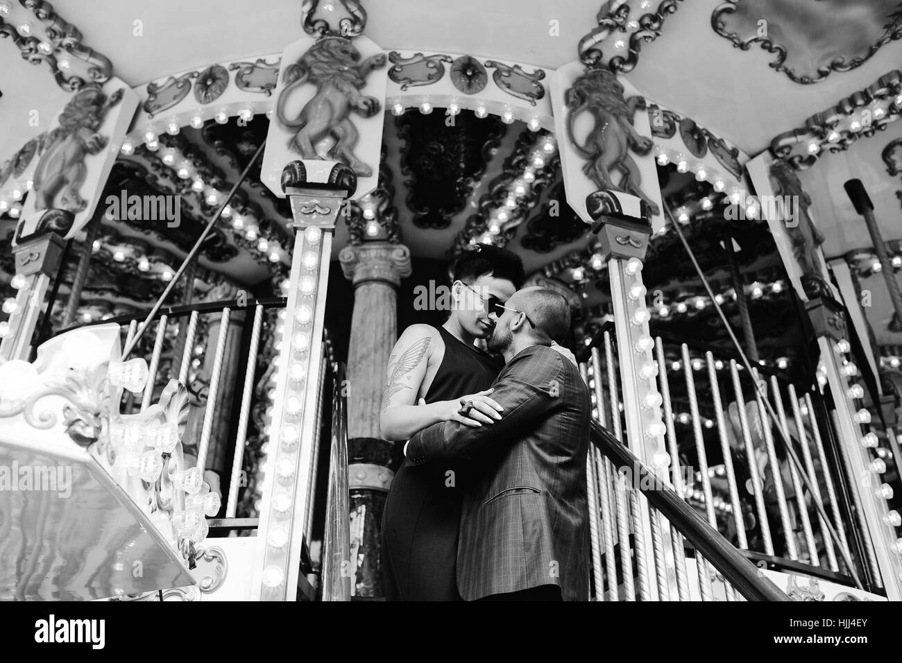 Beautiful horse carousel Black and White Stock Photos & Images - Alamy