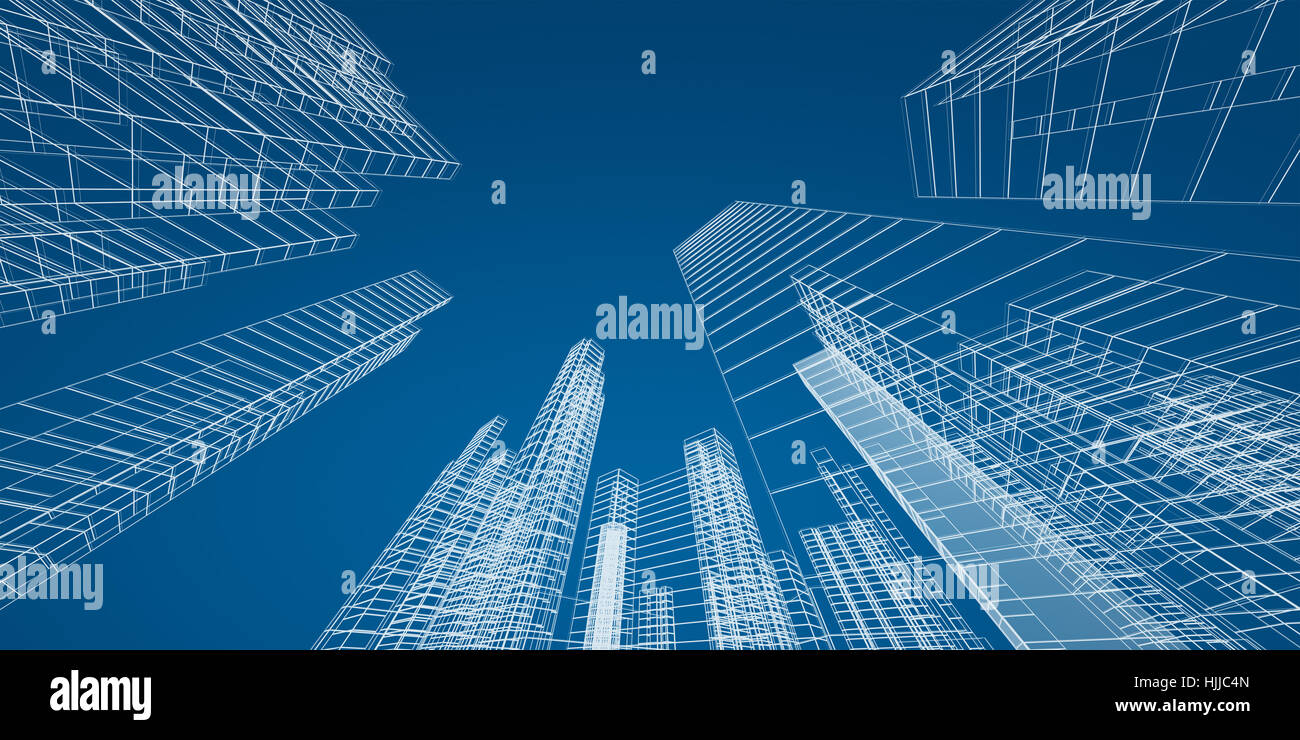 blue, buildings, houses, city, town, model, design, project, concept ...