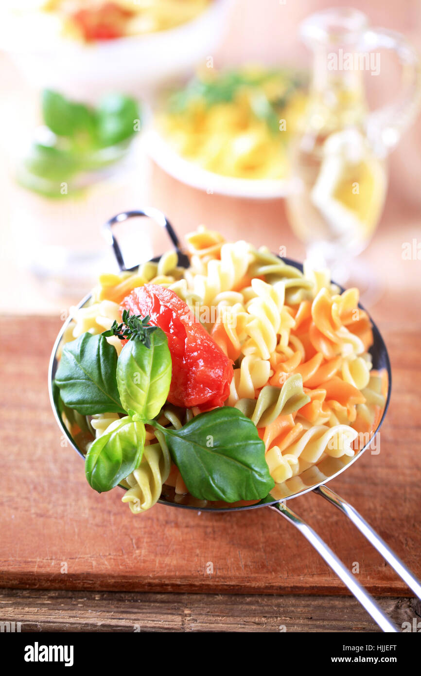 food, aliment, closeup, metal, boiled, basil, pasta, nobody, sieve ...