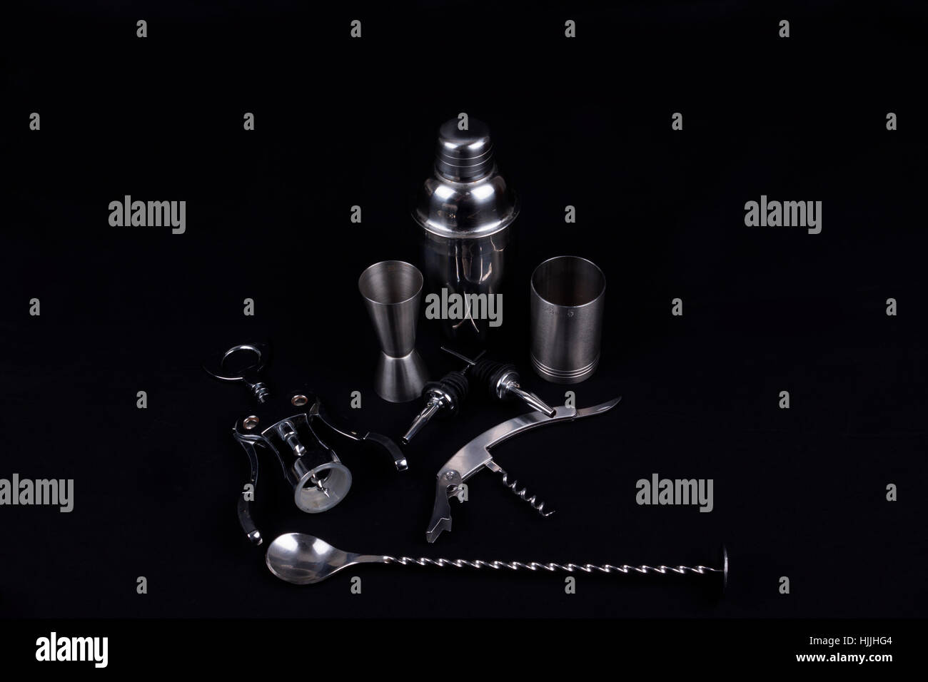 bar tools isolated on black background Stock Photo - Alamy