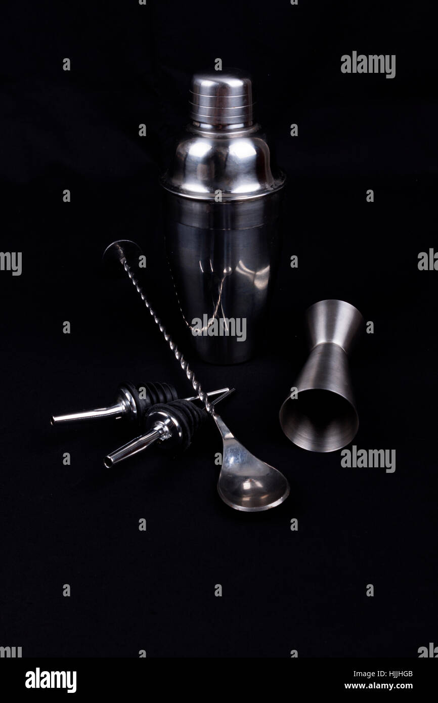 bar tools isolated on black background Stock Photo - Alamy