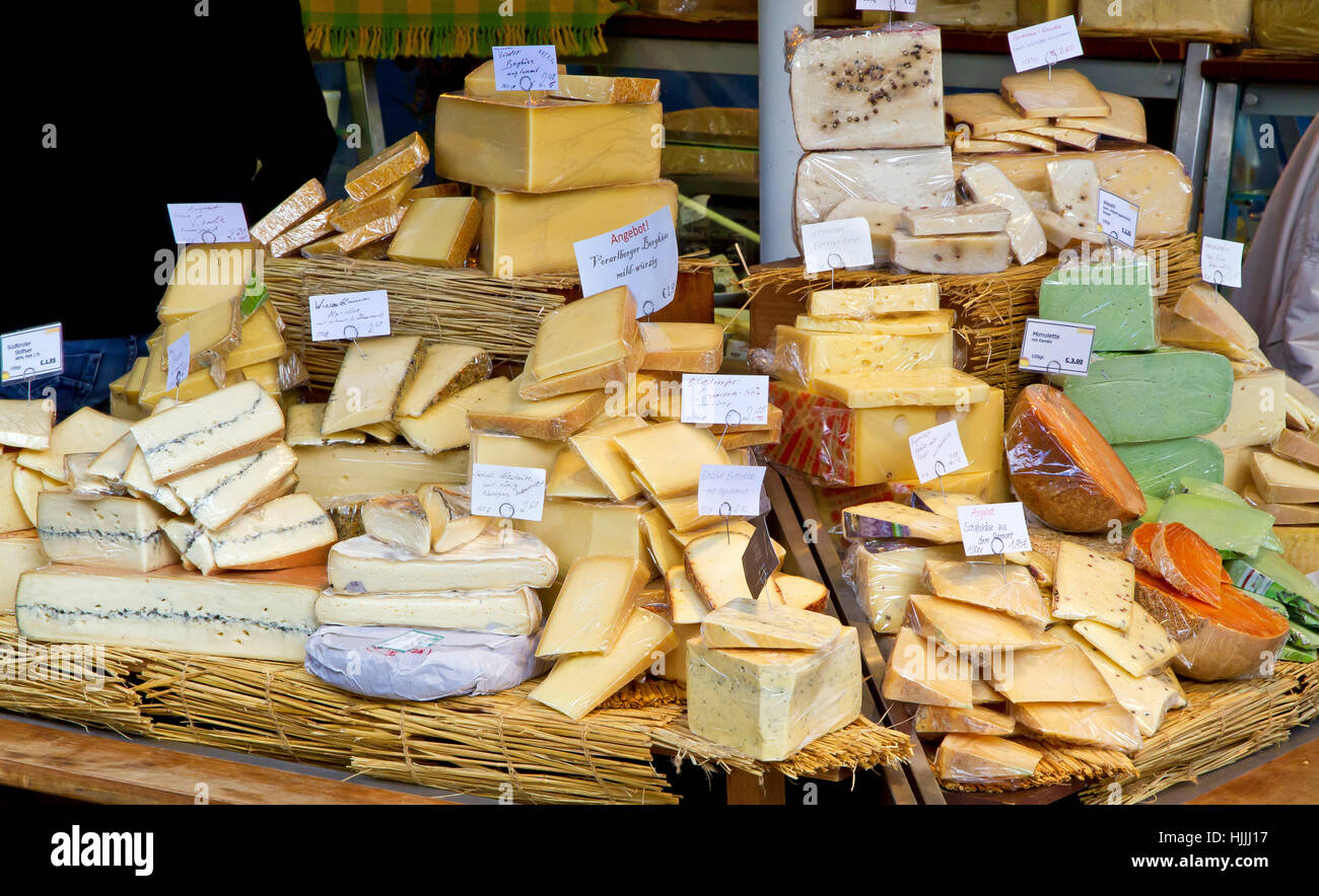 sale, cheese, different, market stall, variety, shops, retail shop ...