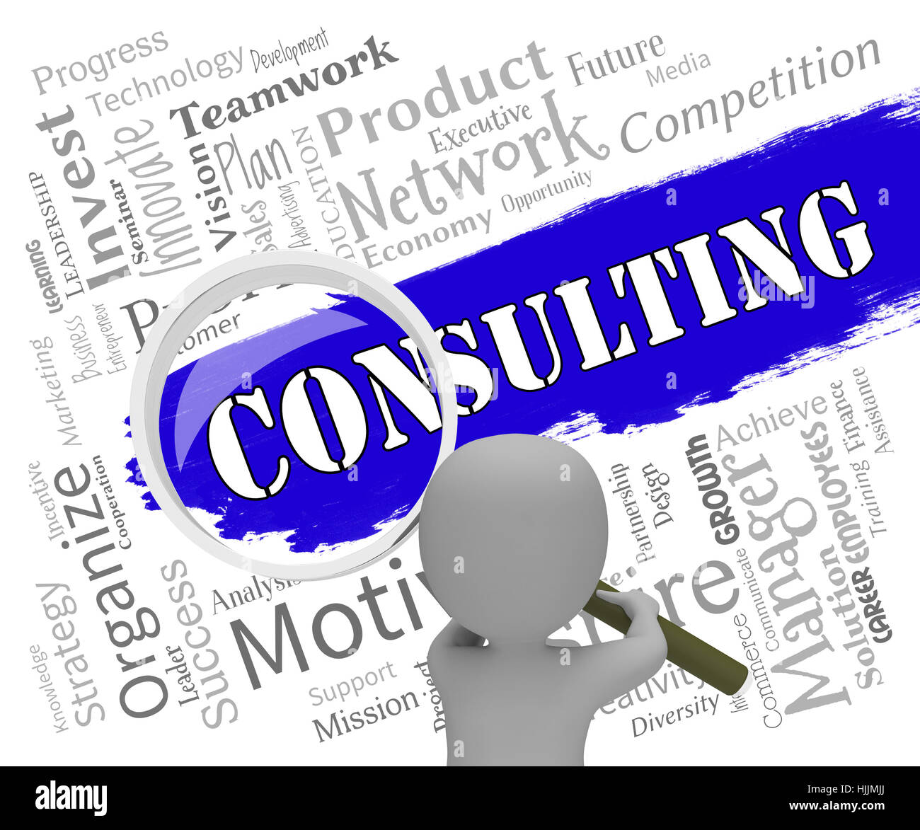 Consulting Words Character Representing Seek Advice And Explain 3d ...