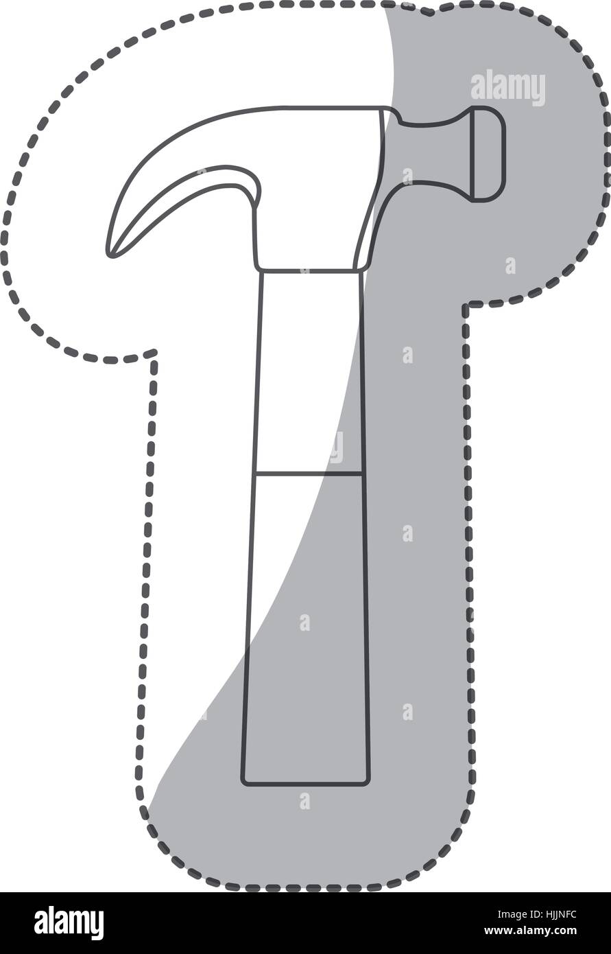 contour middle shadow sticker grayscale with hammer vector illustration ...