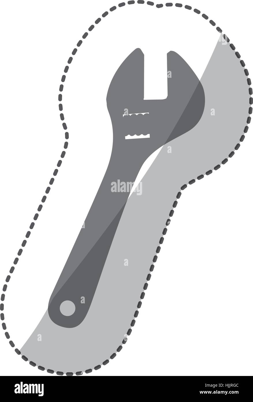 middle shadow sticker grayscale with wrench vector illustration Stock ...