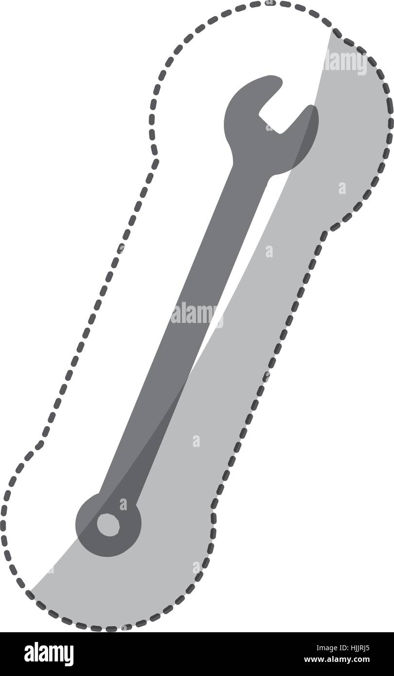 middle shadow sticker grayscale with wrench vector illustration Stock ...