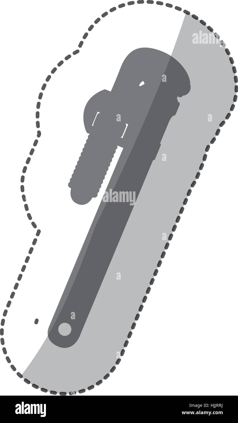 middle shadow sticker grayscale with pipe wrench vector illustration ...