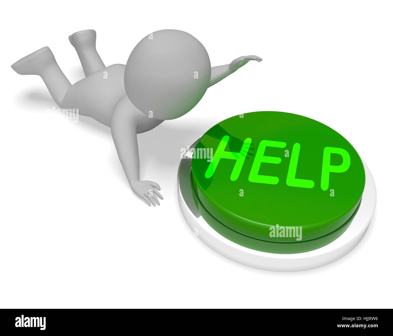 Help Character Pushing Button Means Online Advice 3d Rendering Stock ...