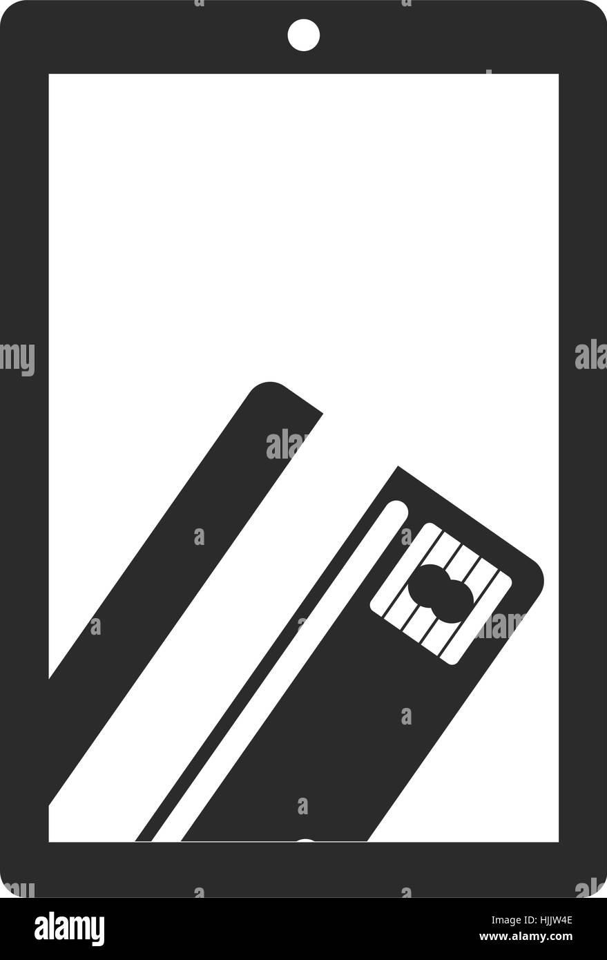 monochrome tablet with display with credit card in hand vector ...