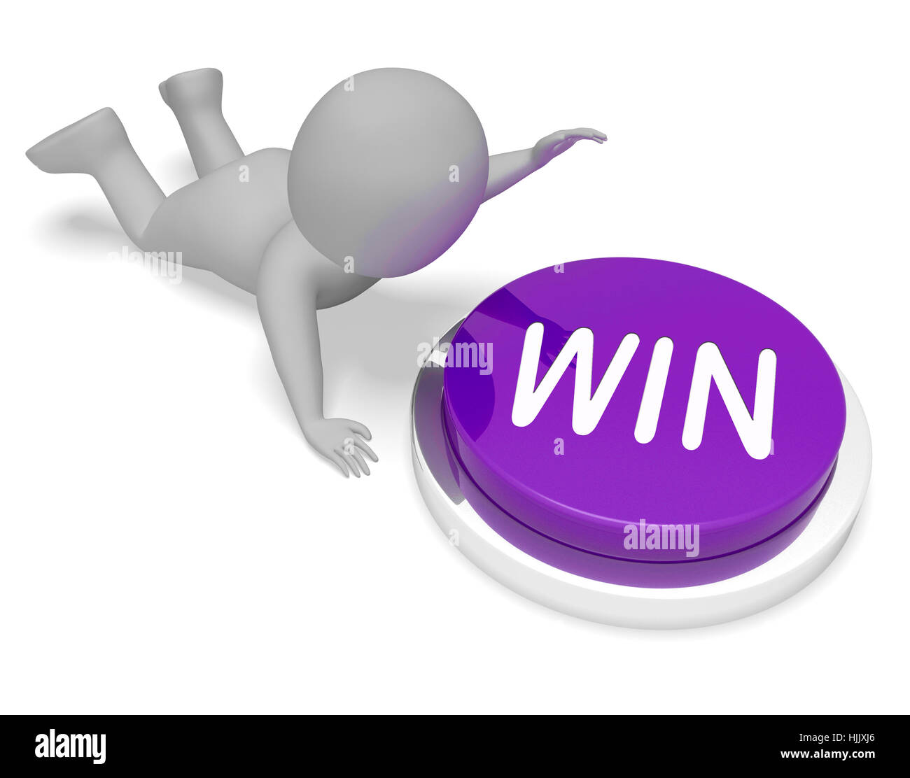 Win Character Pushing Button Means Resolution Winner 3d Rendering Stock ...