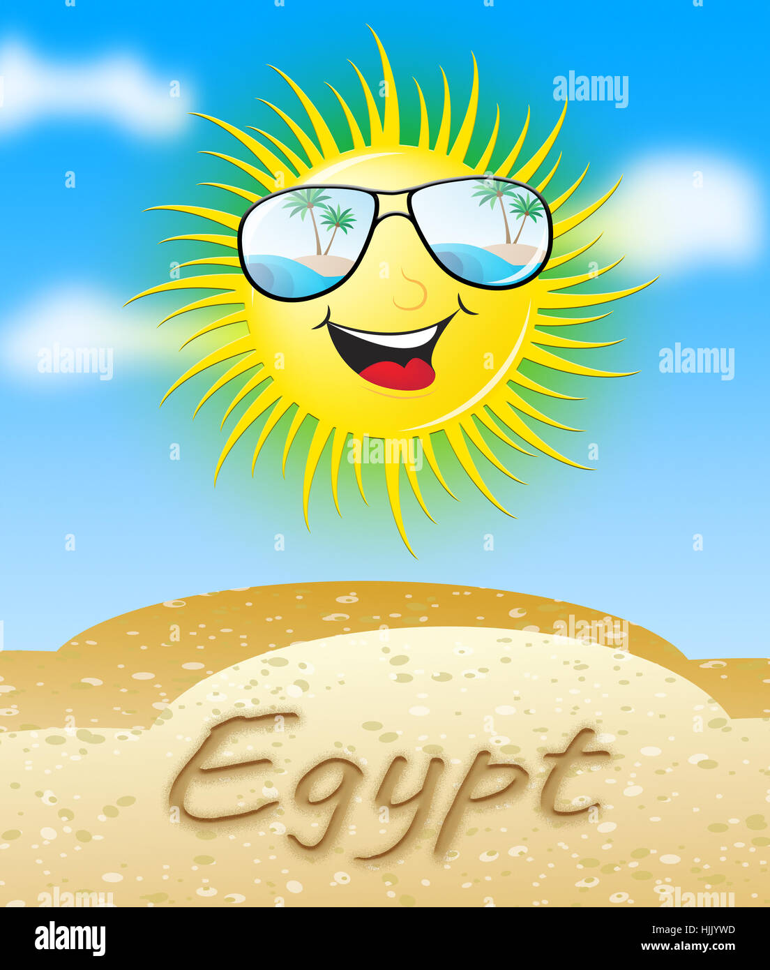 Egypt Sun With Glasses Smiling Meaning Sunny 3d Illustration Stock ...