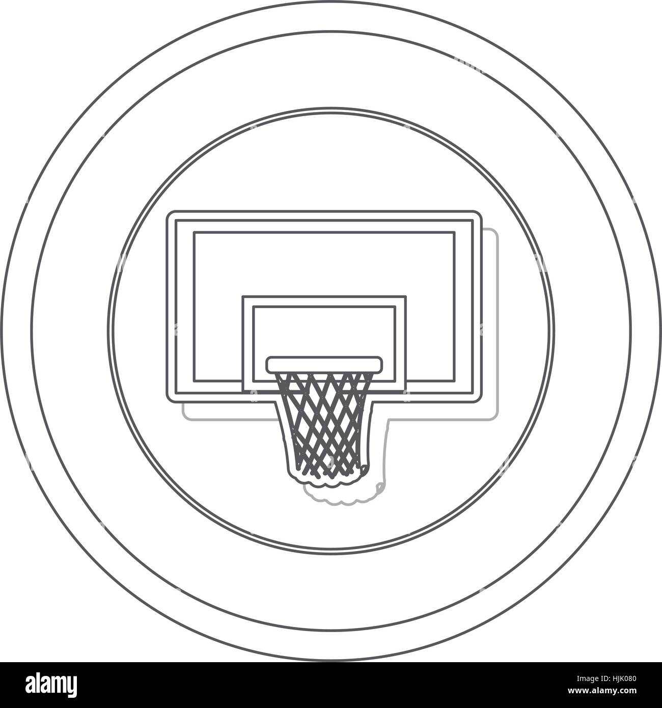 circular contour of silhouette square basketball hoop vector ...