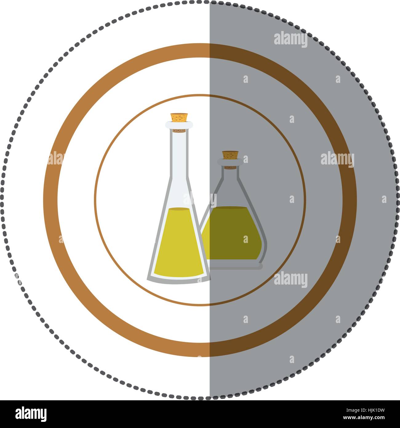 sticker circular shape with glass jars with cork stoppers vector ...