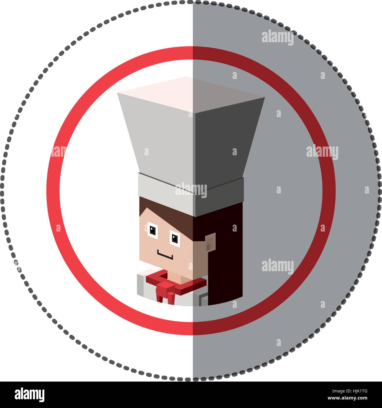 sticker lego with portrait female chef shading vector illustration ...