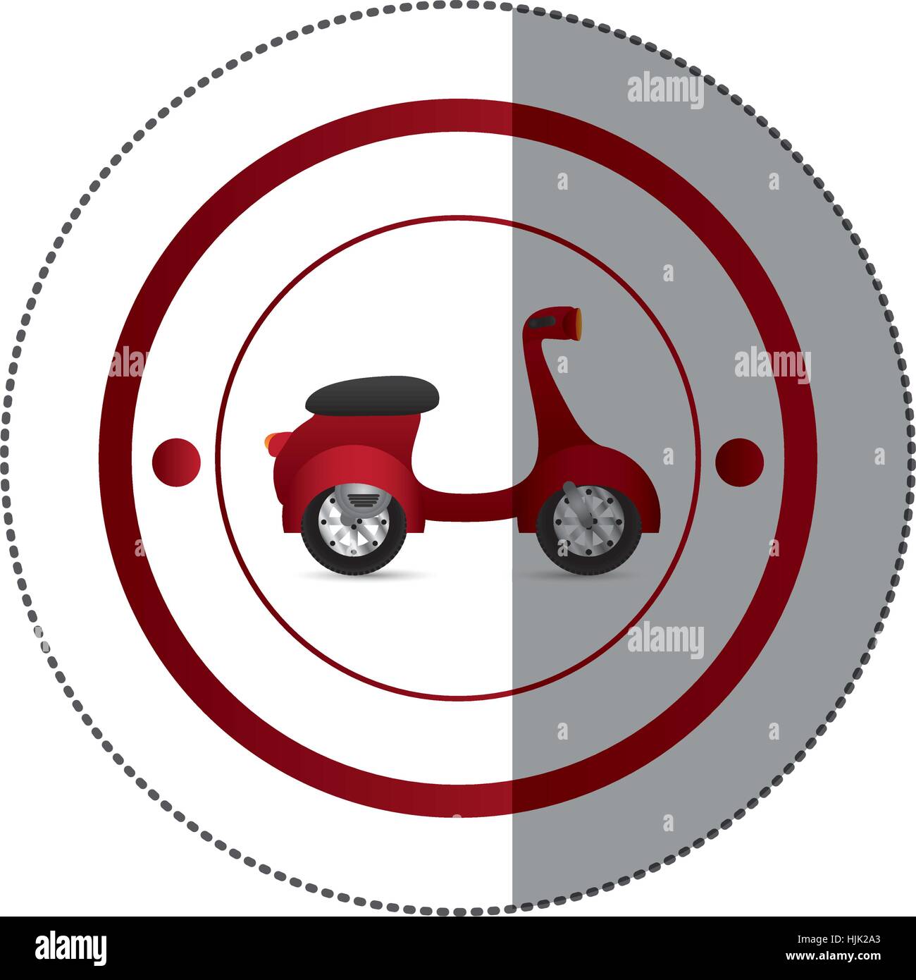 sticker with circular shape with colorful scooter vector illustration ...