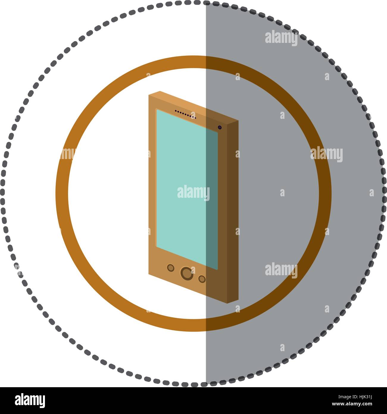 sticker with circular shape of colorful smartphone vector illustration ...