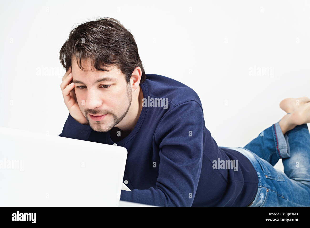 laptop, notebook, computers, computer, lie, lying, lies, working, man ...