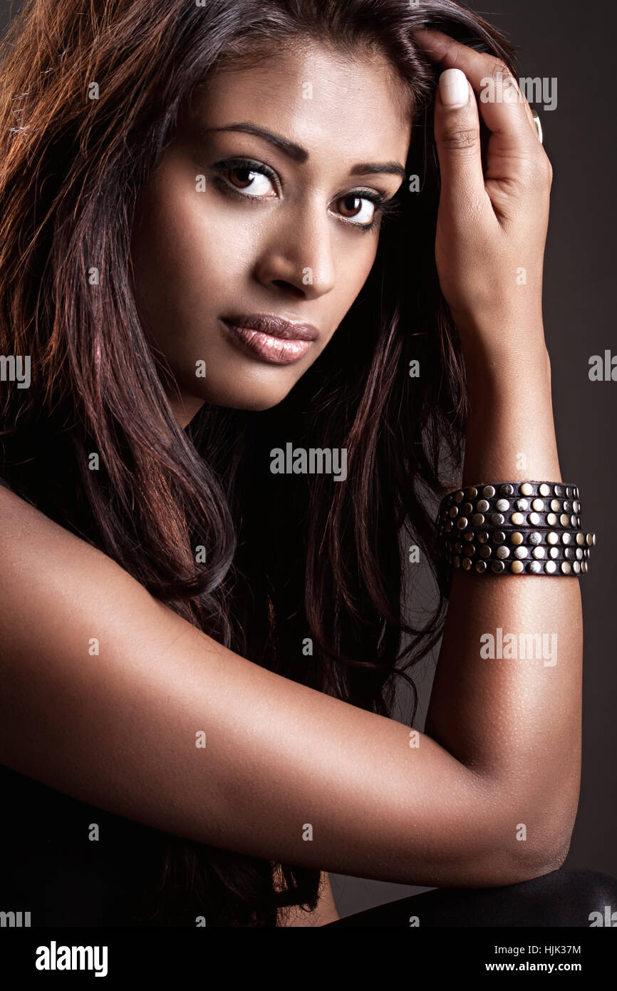 woman, beautiful, beauteously, nice, portrait, black, swarthy, jetblack ...