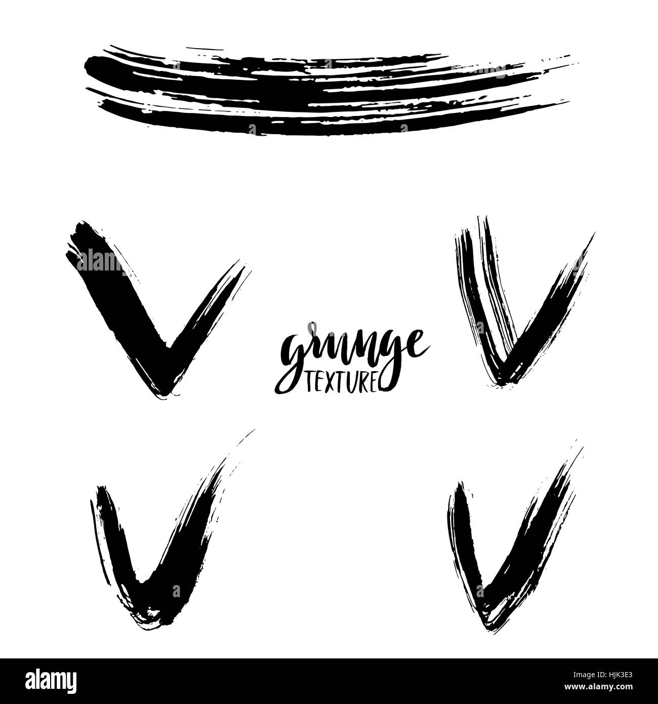 Collection of black painted check marks. Vector set of brush strokes ...