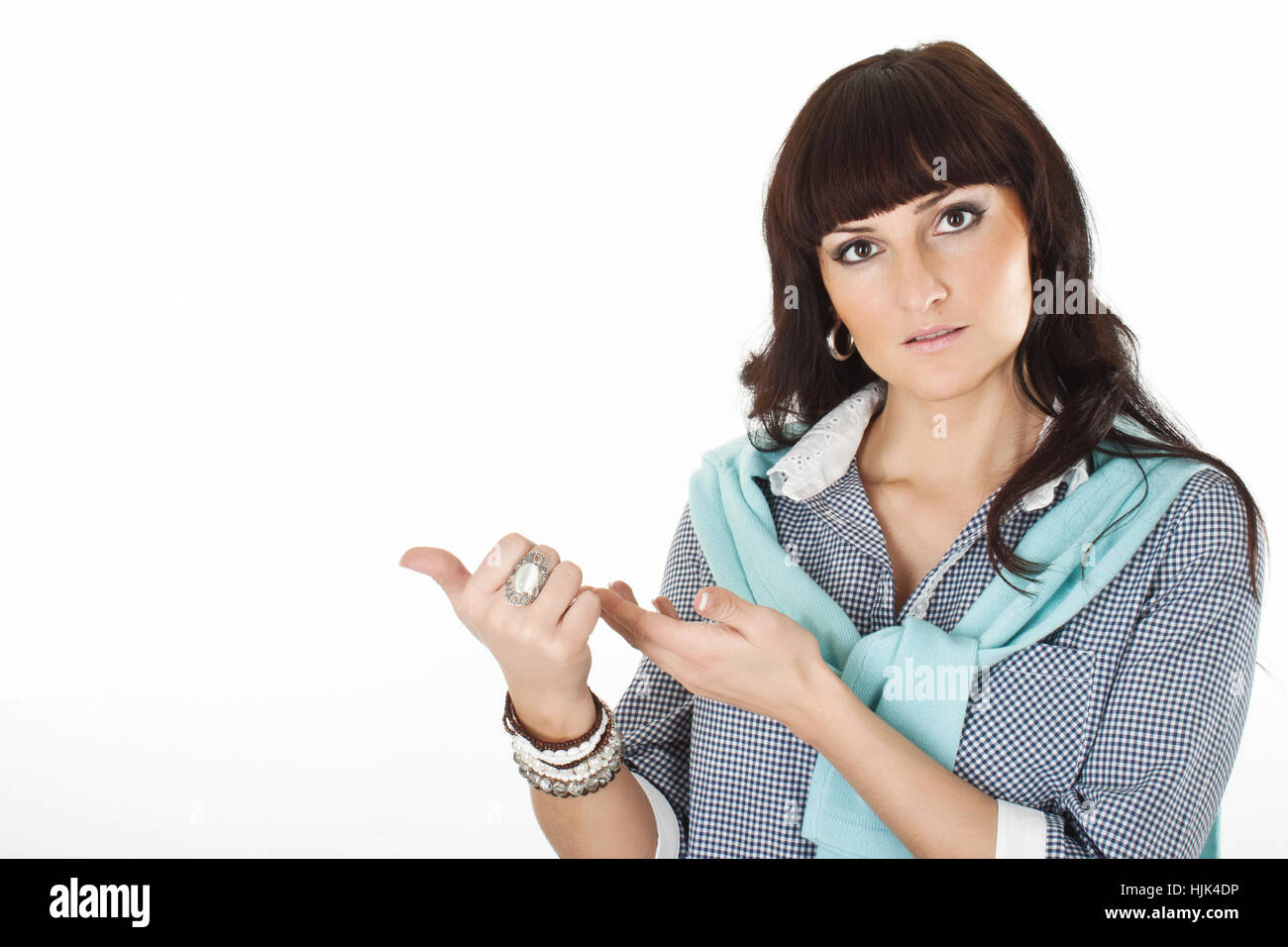 beautiful woman showing Stock Photo - Alamy