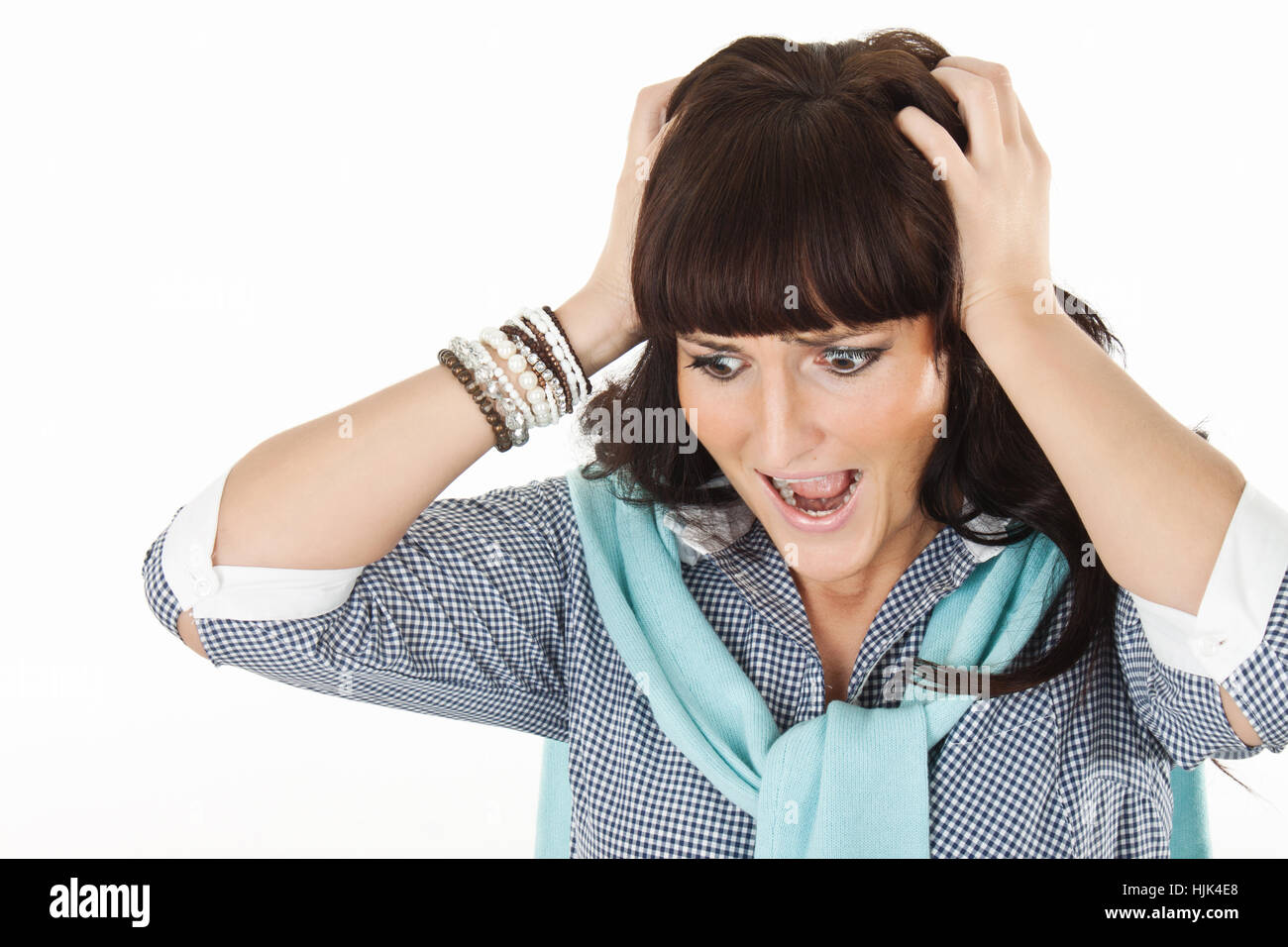 Anxious young woman yelling fear hi-res stock photography and images ...