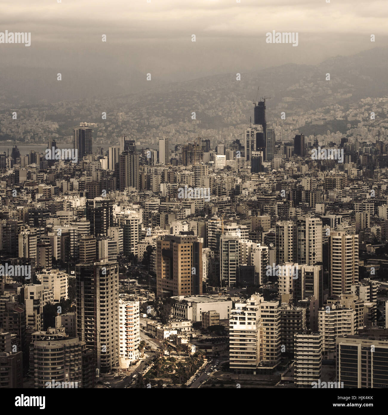Aerial view beautiful cityscape sunset lebanon city town hi-res stock ...