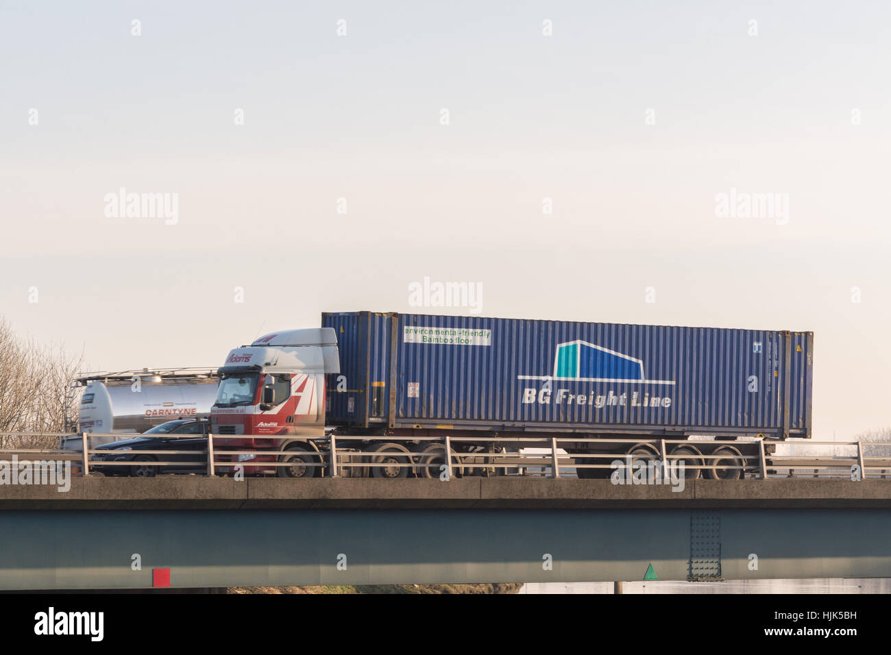 BG Freight Line shipping container on lorry - Scotland, UK Stock Photo ...