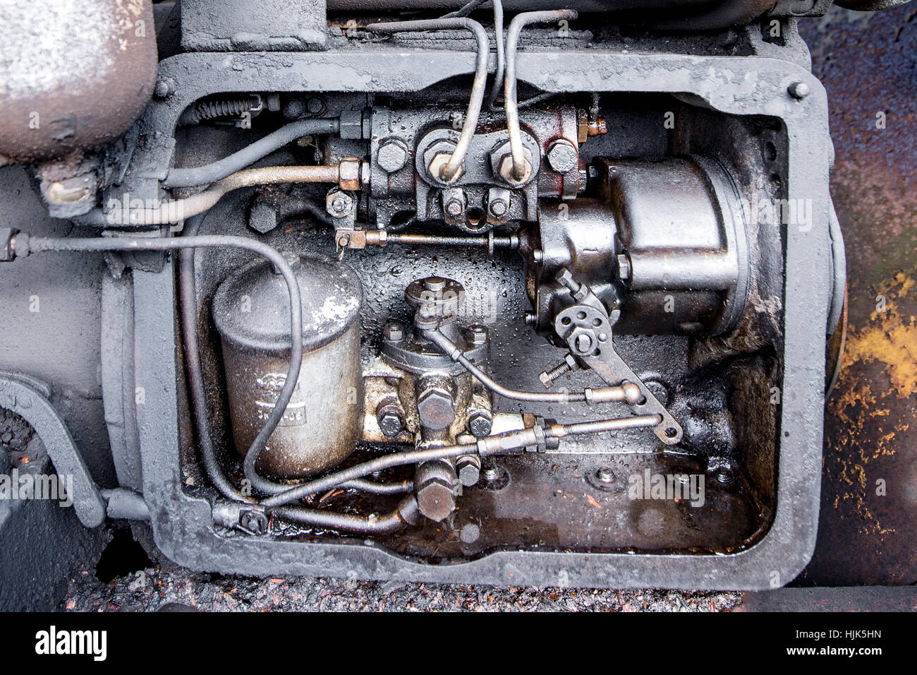 Closeup of old rusted locomotive engine of West Offaly railway Stock ...