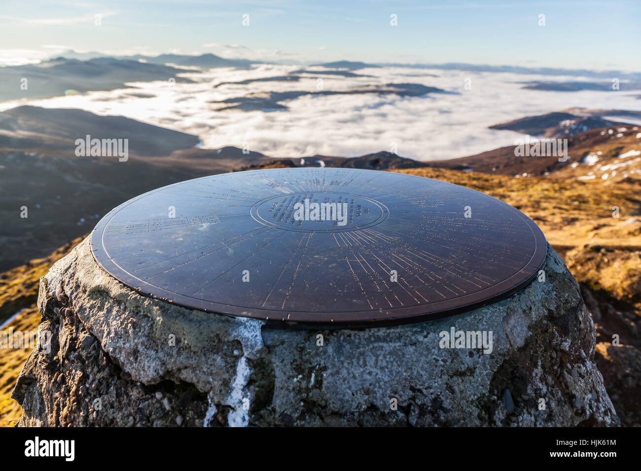 Mountain location guide at the summit of the mountain of Ben Vrackie ...