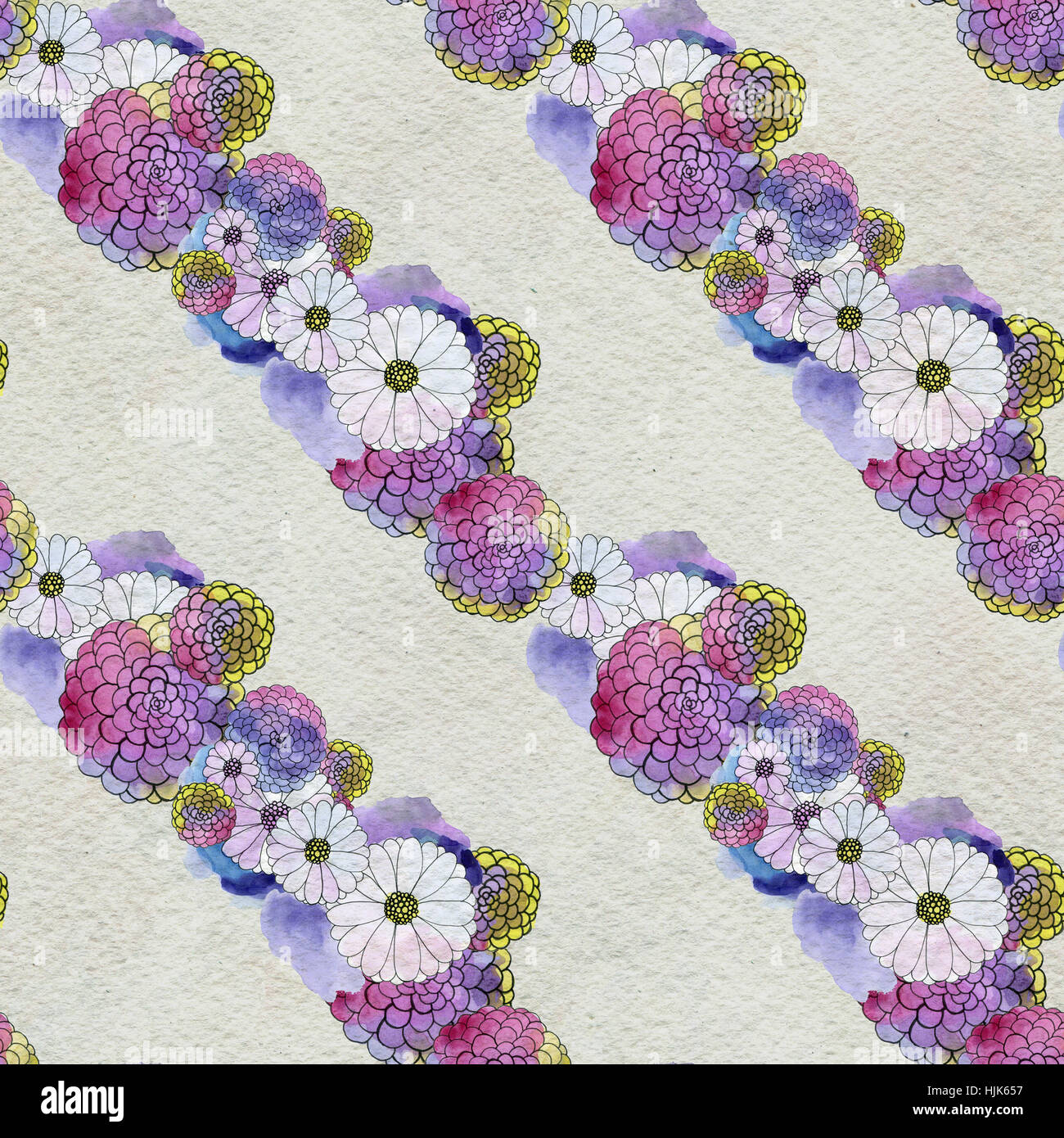 Seamless floral pattern with asters and daisy flowers Stock Photo - Alamy