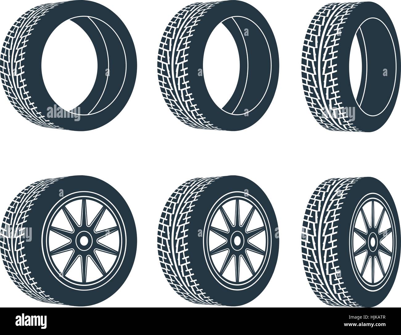 Two wheels with tires and wheels. Vector illustration Stock Vector ...