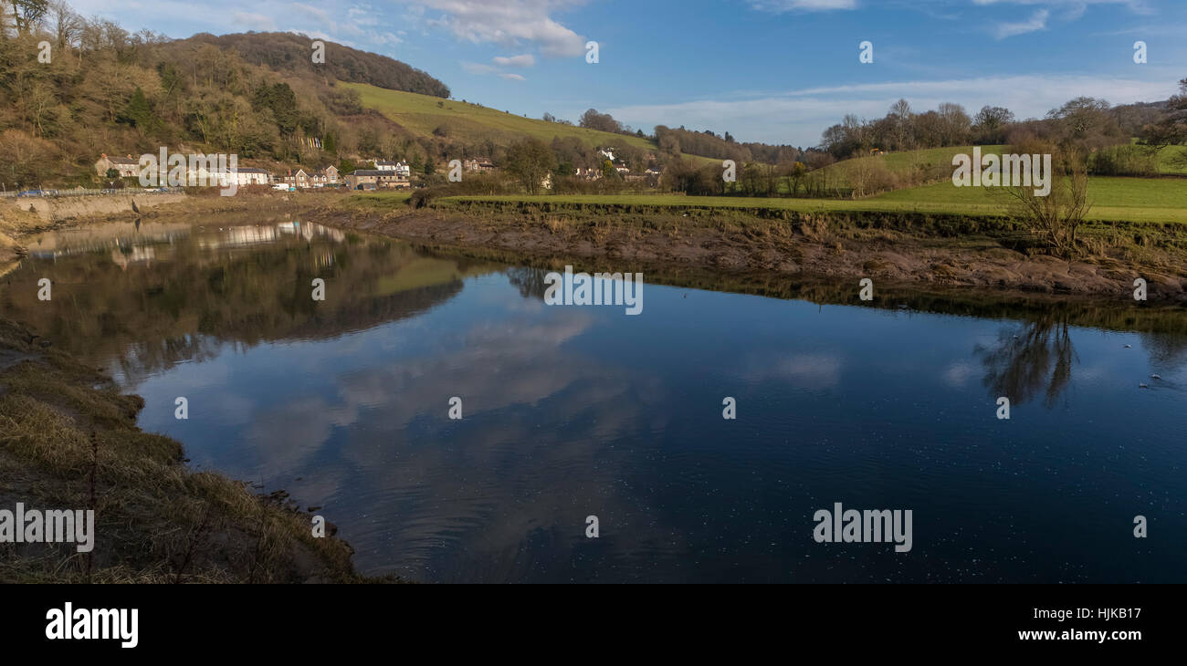 Tintern village and RIver Wye. Winter in the Wye Valley and Forest of ...