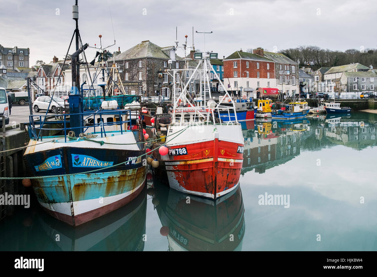 Padstow Harbour Fishing Boats Moored Cornwall Stock Photo - Alamy