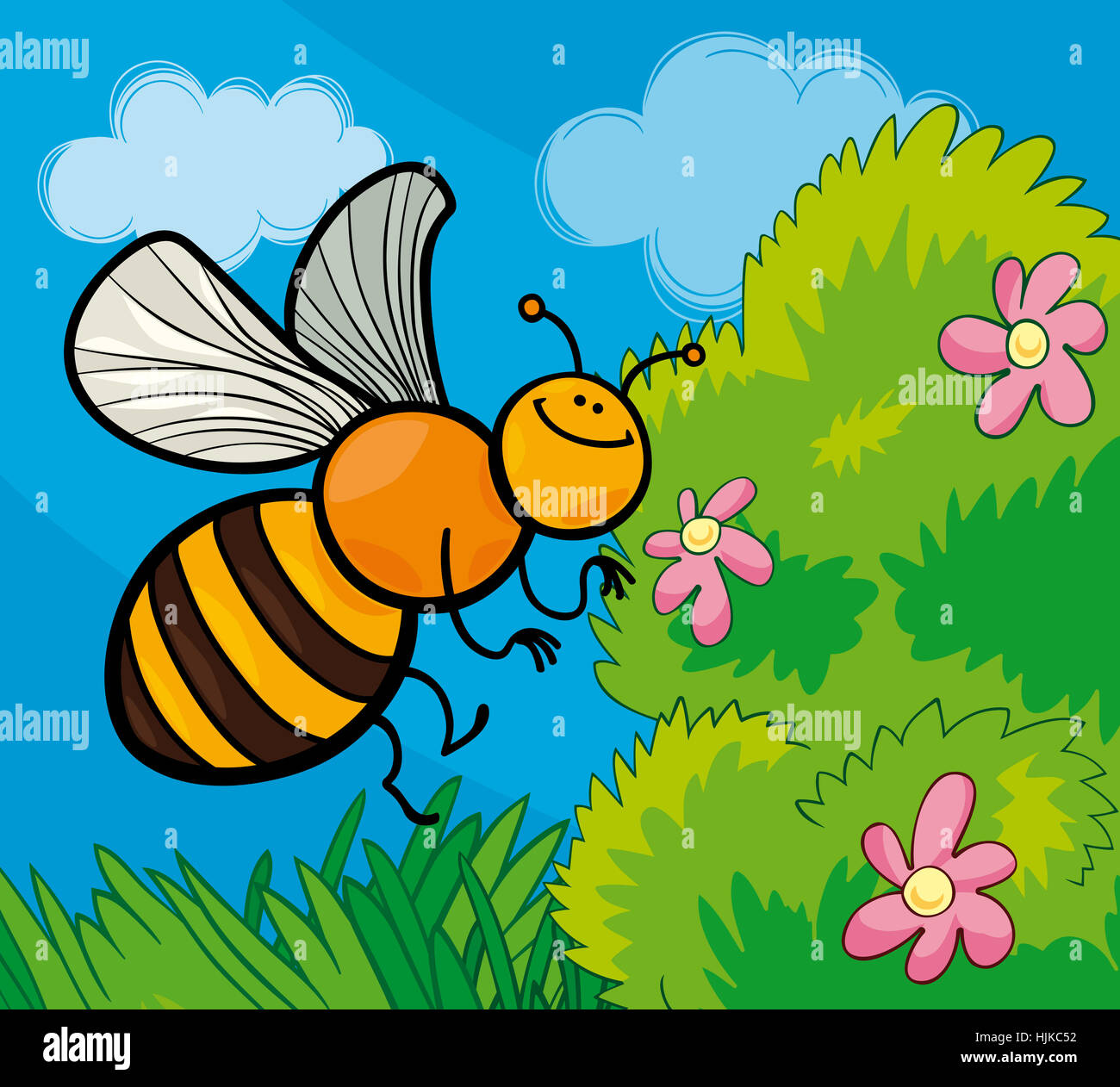 insect, flower, plant, illustration, character, cartoon, honey, bee ...