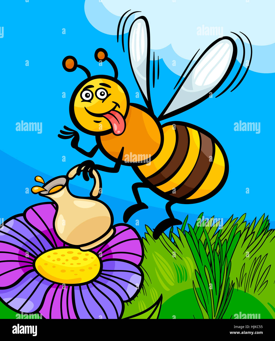 insect, flower, plant, illustration, character, cartoon, honey, bee ...