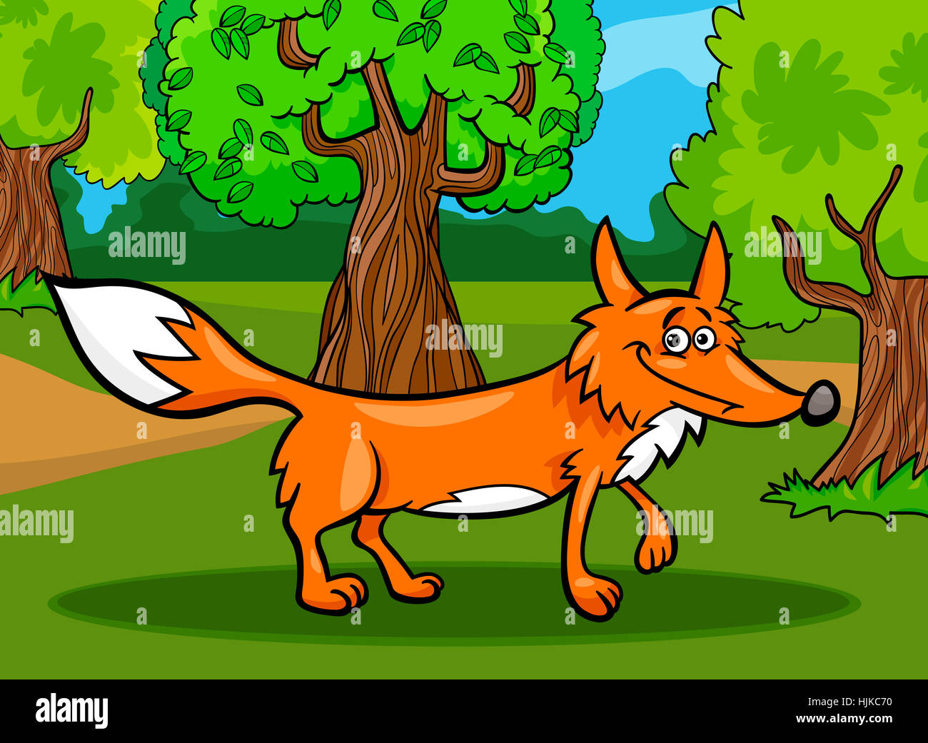 tree, trees, animal, illustration, wildlife, fox, character, cartoon ...