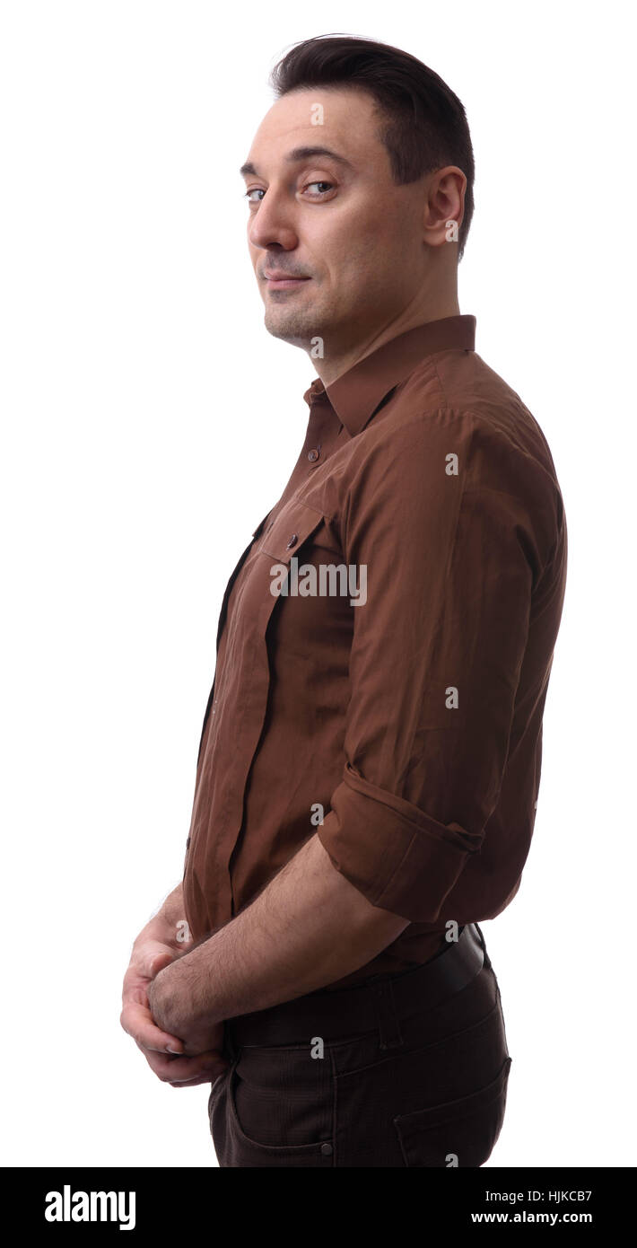 confident happy guy isolated on a white background Stock Photo - Alamy