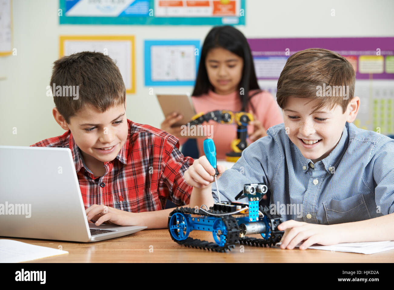 Pupils In Science Lesson Studying Robotics Stock Photo - Alamy