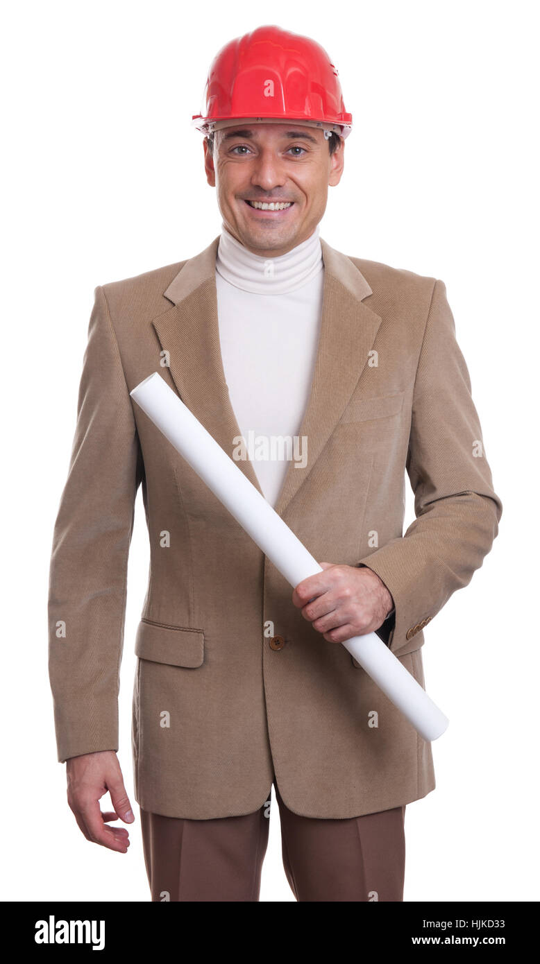 smiling engineer isolated on a white background Stock Photo - Alamy