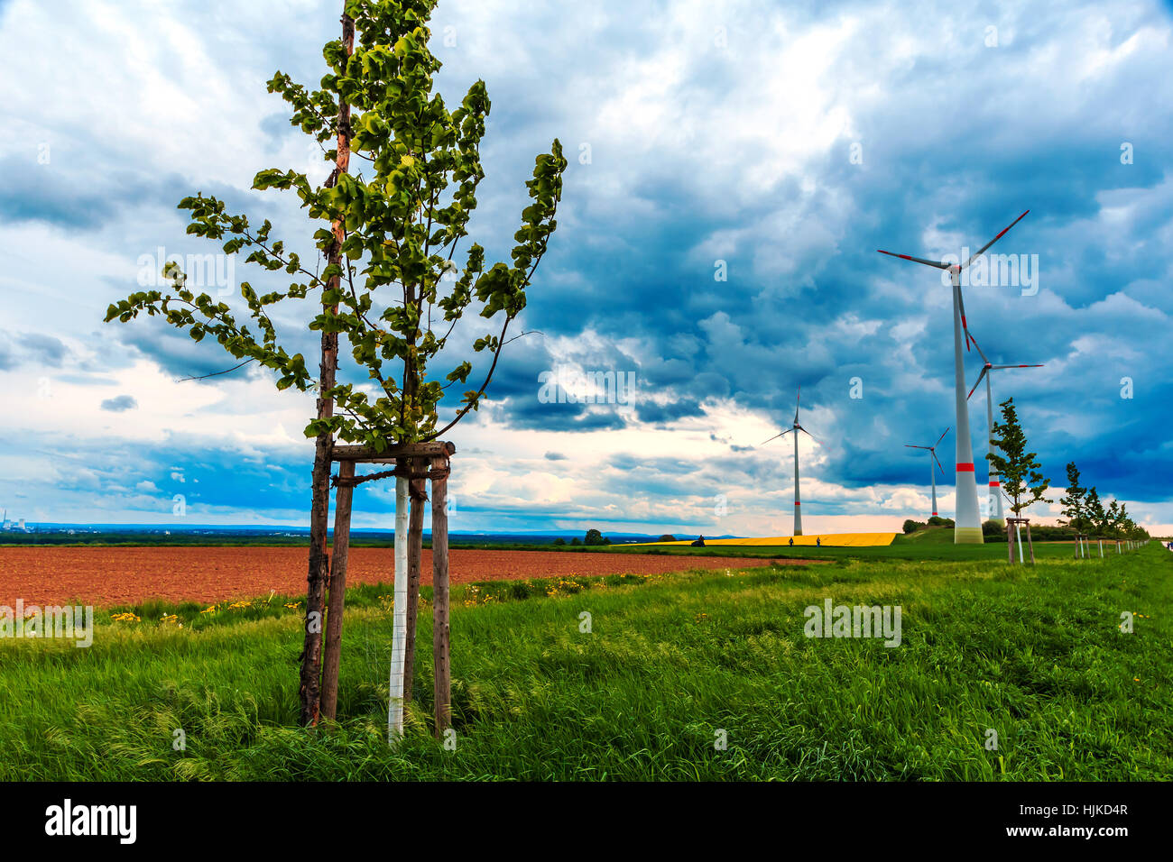 spring landscape with high tech Stock Photo - Alamy