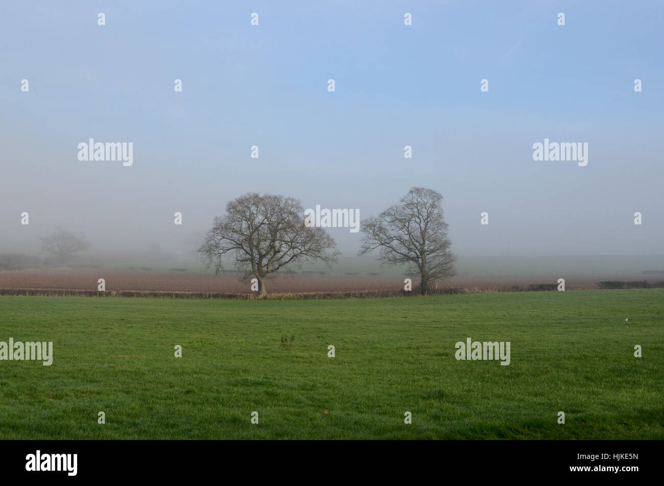 Misty English Country Landscape Stock Photo - Alamy