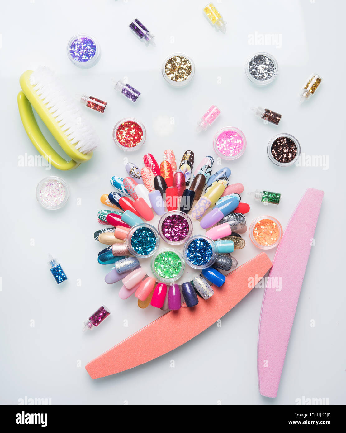 professional manicure set with nail file and charts Stock Photo - Alamy